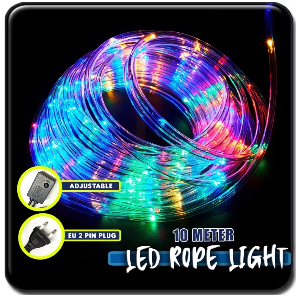 LED Rope Light Strip Lampu Raya Multi Colour Weatherproof 10 Meter ...