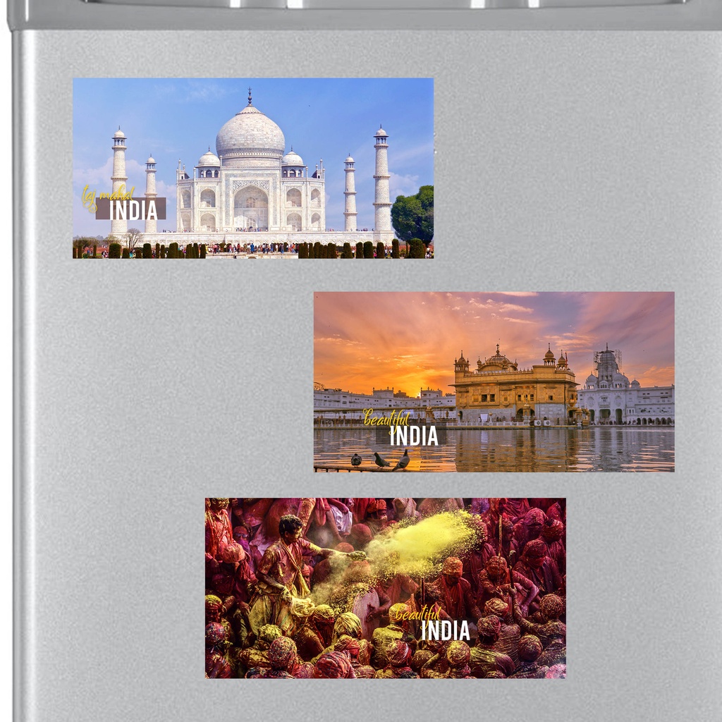 India Taj Mahal Festival Colour Gift Souvenir Fridge Magnet Sheet 10 cm ...
