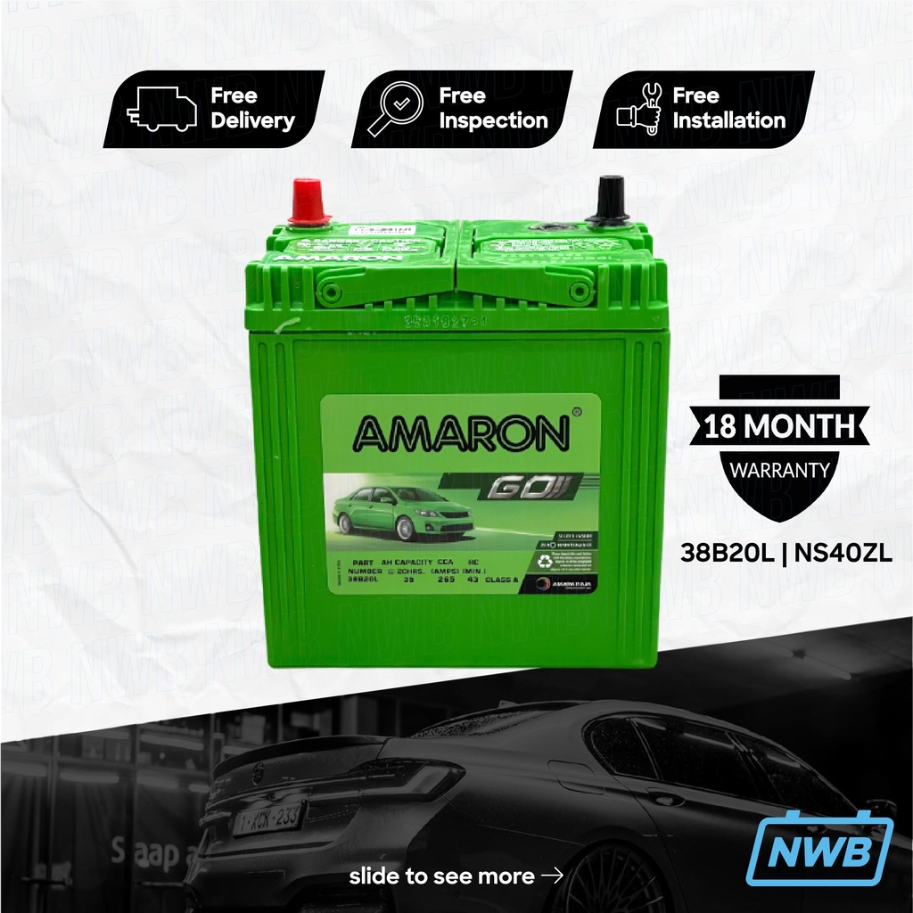 NW 38B20L NS40 NS40ZL Battery AMARON Car Battery Myvi Battery Alza ...