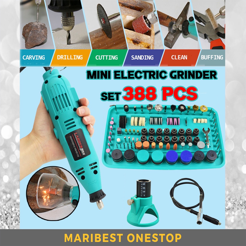 388Pcs Mini Electric Die Grinder Drill Set Tool Variable Rotary Speed ...
