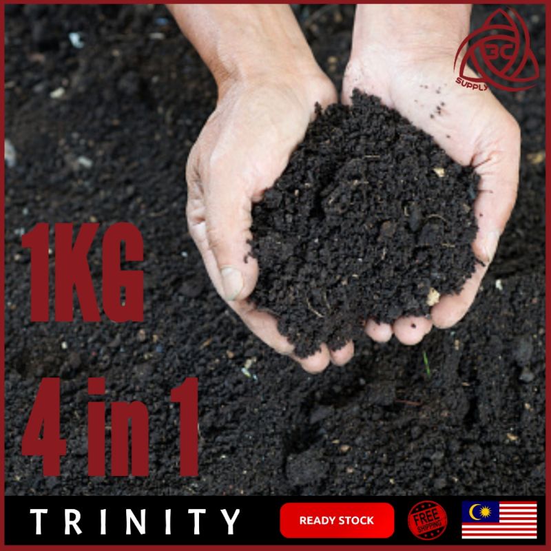 1KG - 4 in 1 Mixed Black Soil Tanah Hitam Organik Nutrient-Rich Humus ...