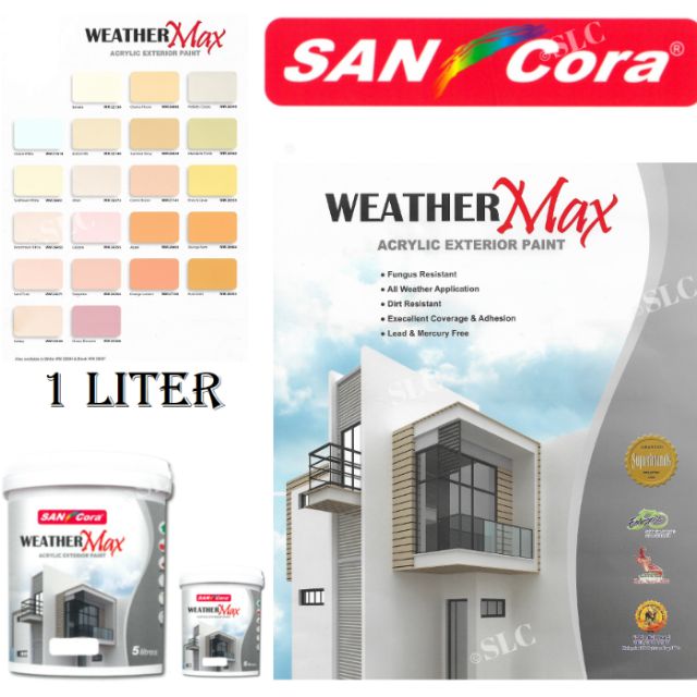 1L SANcora Weather Max Exterior Acrylic Wall Paint Weather Resistant ...