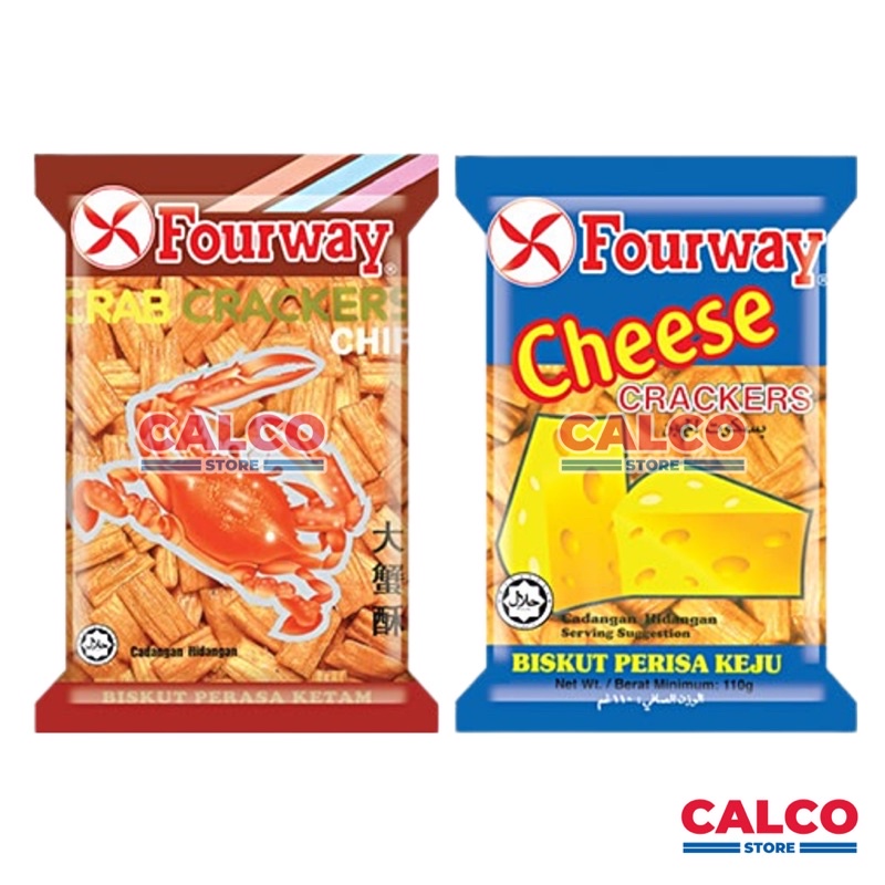 (90g) Fourway Crab / Cheese Crackers Chip Keropok Biskut Perisa Ketam ...