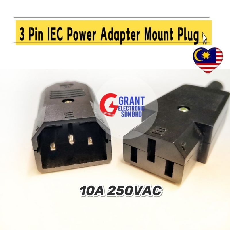 3 Pin IEC 60320 C13 C14 3pin Rewirable Cable Power Adapter Mount Plug ...
