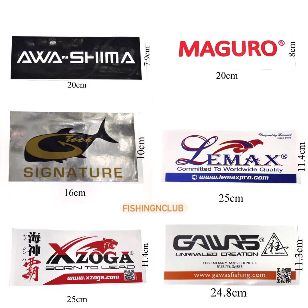 AWA-SHIMA , G-TECH , XZOGA , MAGURO , LEMAX ,GAWAS FISHING STICKER (PER ...