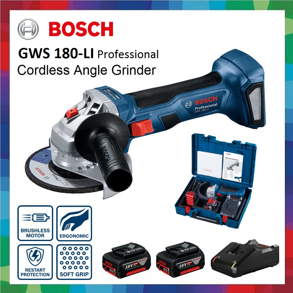 Bosch 18v Cordless Angle Grinder Gws 180 Li Gws180li Shopee Malaysia