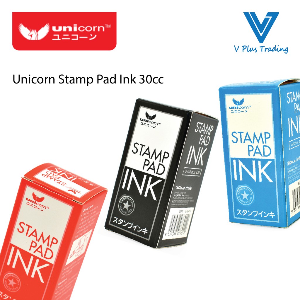 Unicorn Stamp Pad Ink Without Oil 30cc/ml : Black / Blue / Red | Shopee ...