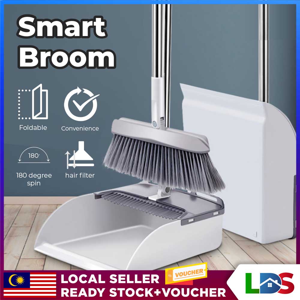 LDS Broom Set 2 in 1 Foldable Broom Penyapu Sampah Broom And Dustpan Set Penyapu 2 In 1 Penyapu ...