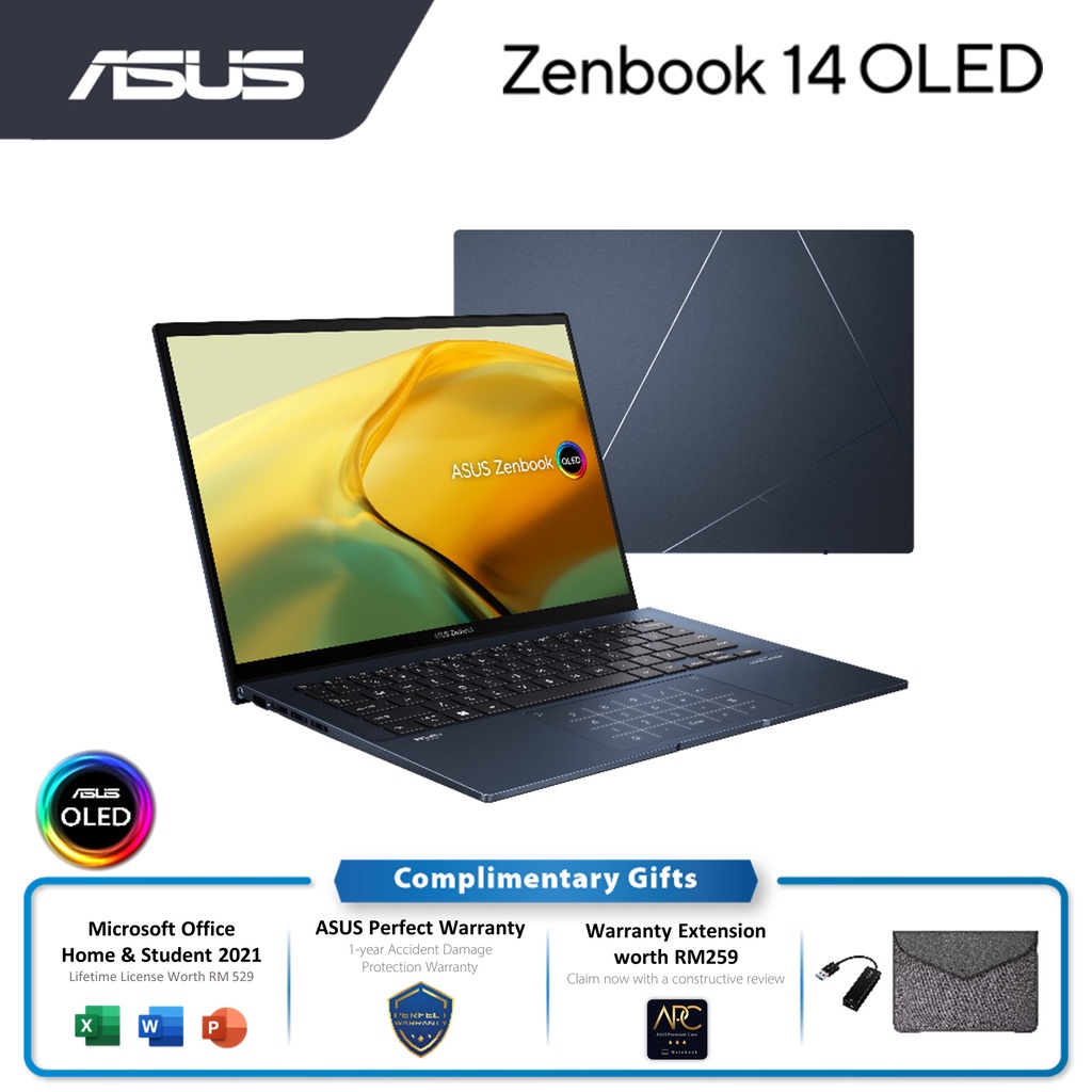 Asus ZenBook 14X OLED (I5-1240P/8GB/14" 2.8K 90Hz OLED/MS Office ...