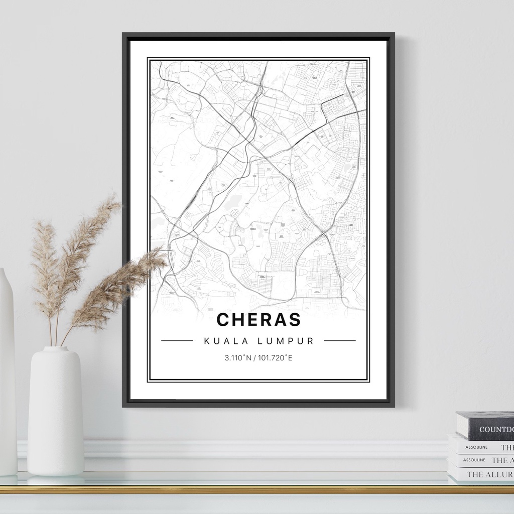 Cheras, Kuala Lumpur Modern Minimal City Map Poster by Petagraphy ...