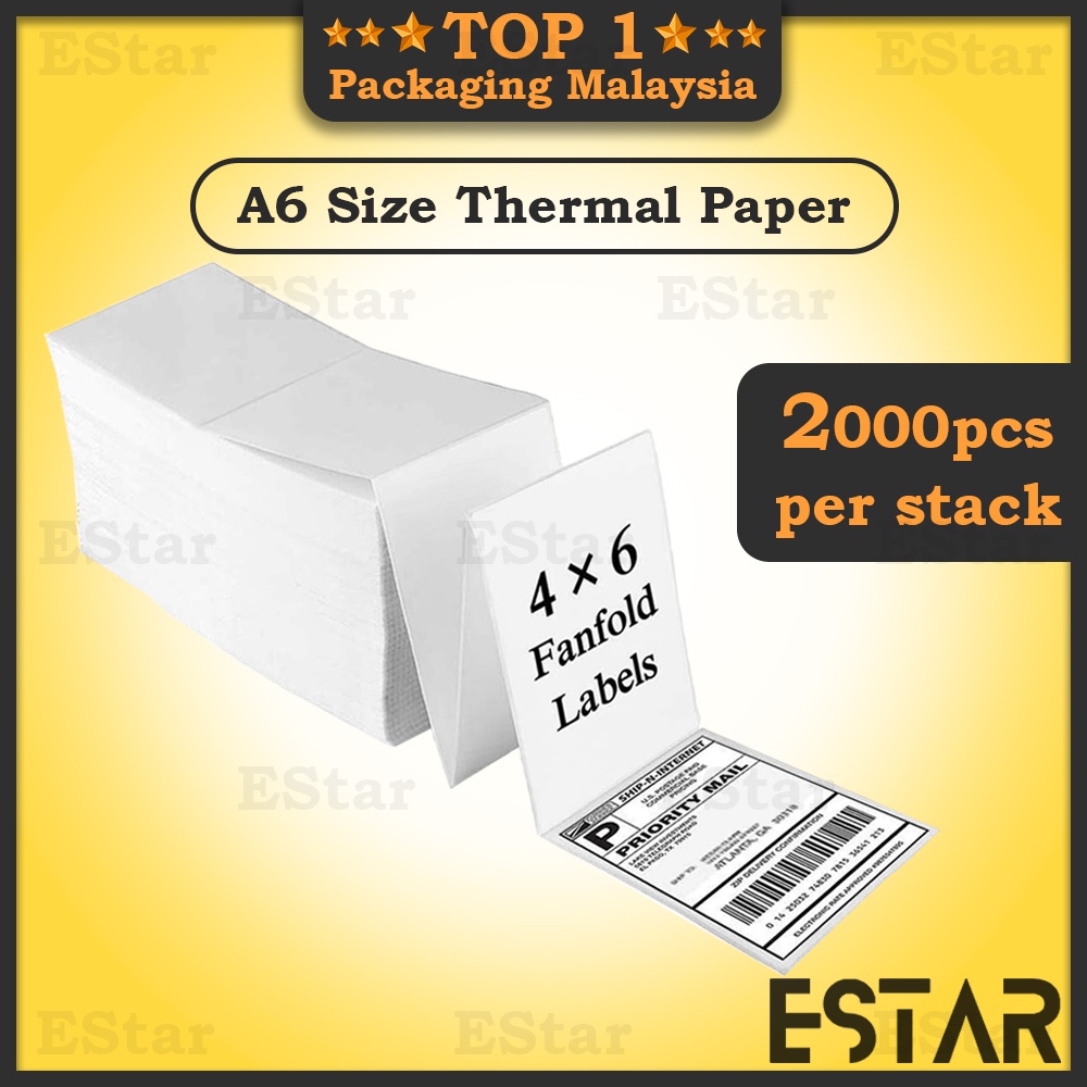 2000pcs Thermal Sticker A6 Paper Roll Fold Stack Airway Bill Sticker ...