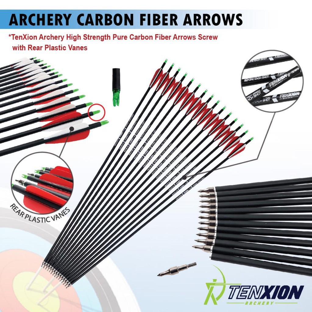 Tenxion archery high carbon fiber premium arrows arrow anak panah ...
