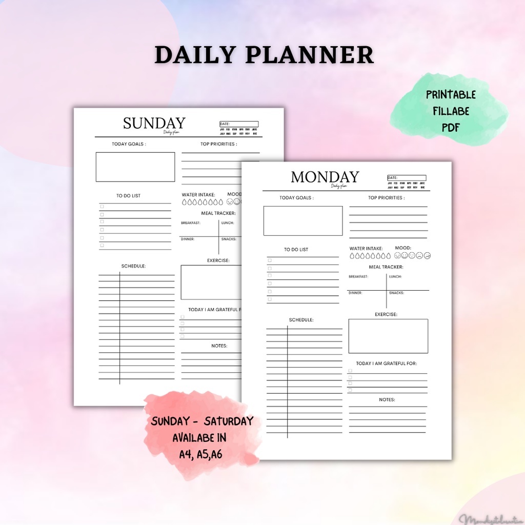 [PDF] Daily Planner Printable, Daily Planner,Day Planner,Daily Schedule ...