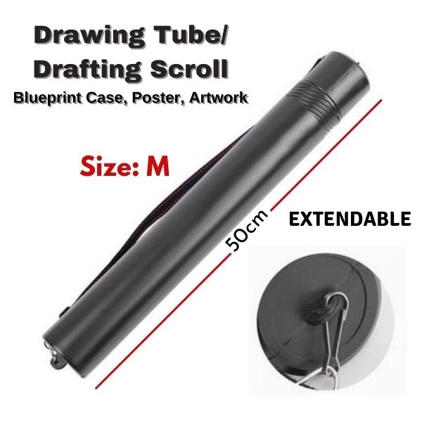 A3 Expandable Drawing Tube Art Blueprint Plastic Storage Scroll Tube ...