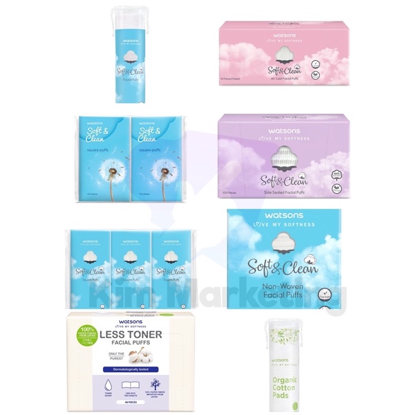 WATSONS Square /Round/Side Sealed Facial Cotton Puff | Shopee Malaysia