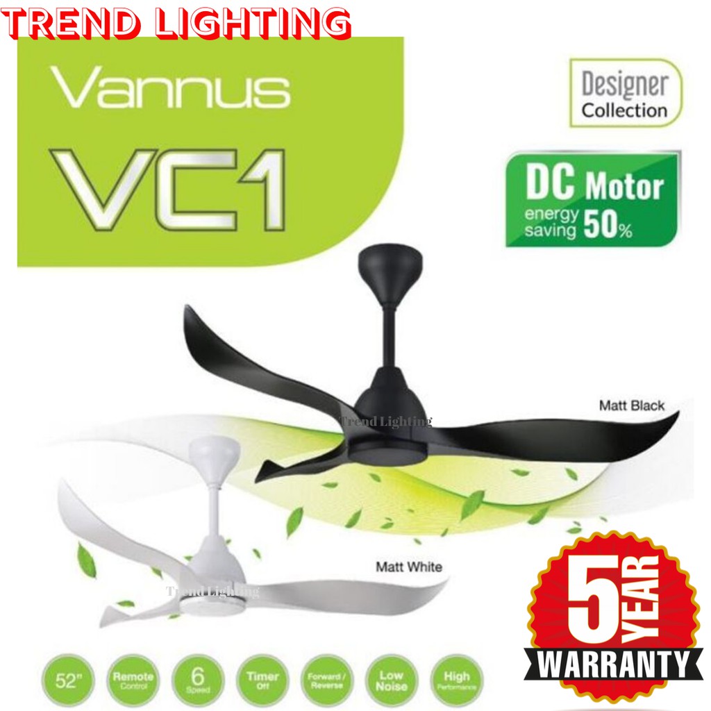 Alpha Vannus VC1 52 Inches Designer DC Motor Ceiling Fan With 6 Speeds ...