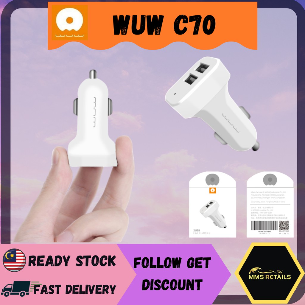 Original WUW C70 Fast Charge Car Charger Universal Car 2-Ports Dual Car ...