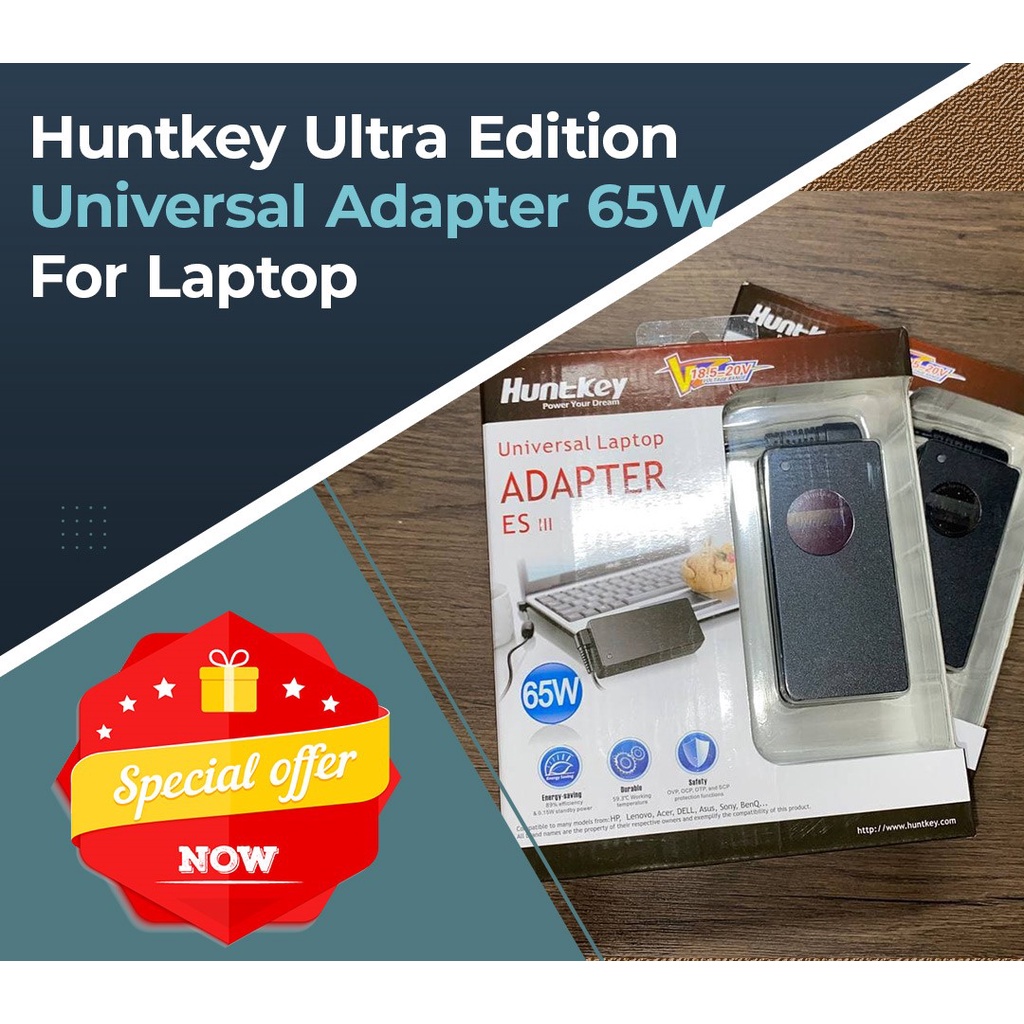 Huntkey Ultra Edition Universal Notebook Adapter (65W) | Shopee Malaysia