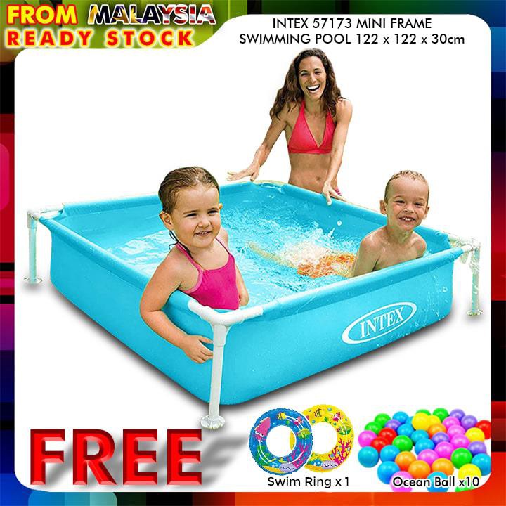 INTEX 57173 (NP98) Mini Frame Pool Kiddie (122 x 122 x 30cm) Beginner Frame Swimming Pool Have ...