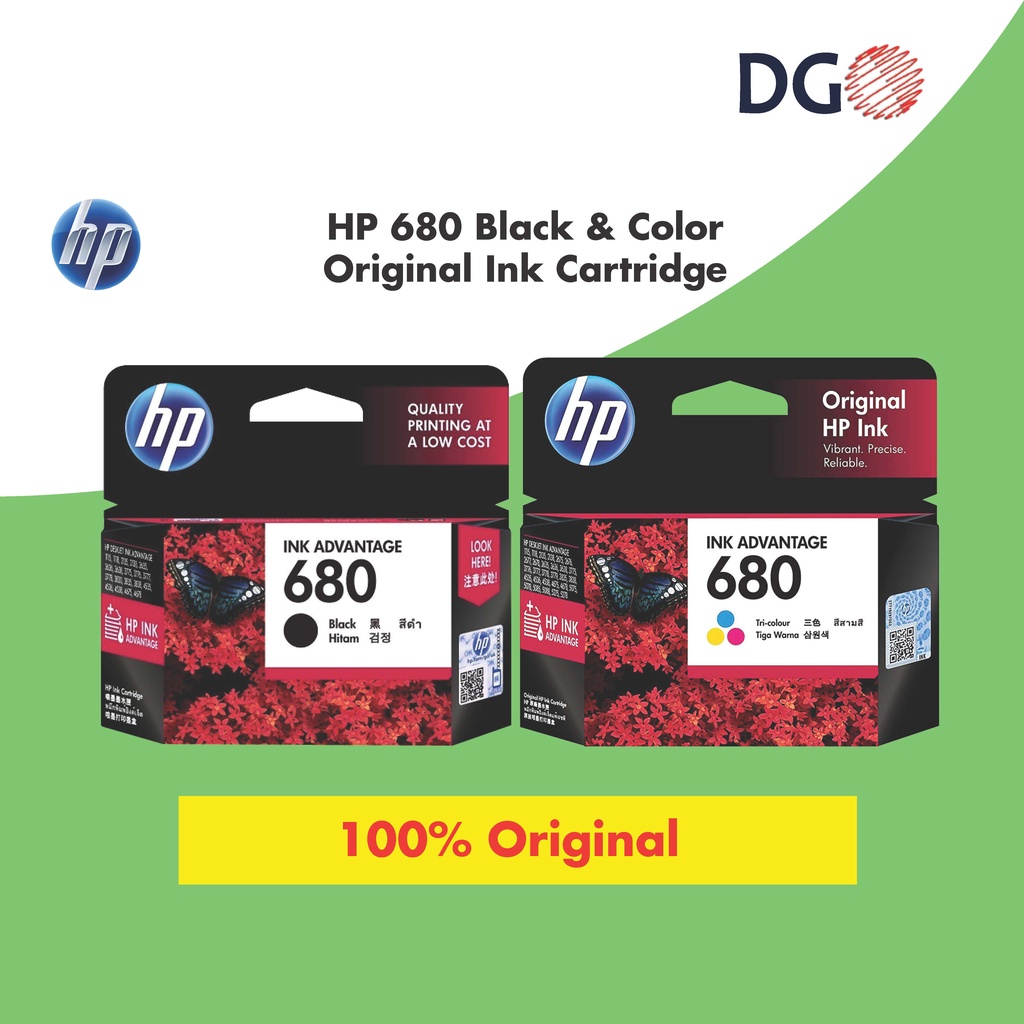 ORIGINAL Ink Cartridge HP 680 Black F6V27AA / Tri-Colour F6V26AA ...