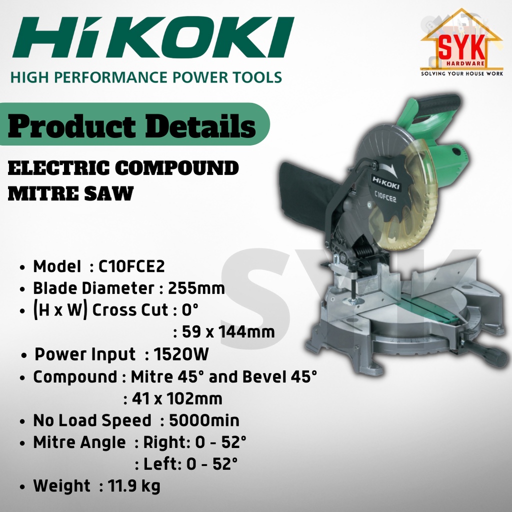 SYK HIKOKI HITACHI C10FCE2 10" (255mm) Heavy Duty Electric Compound ...