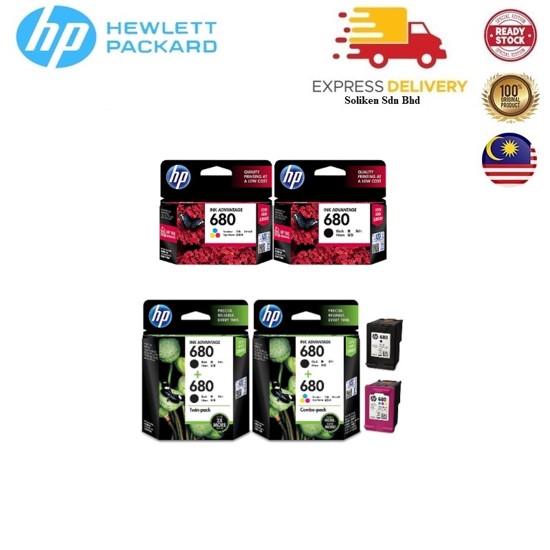 HP680 Ink HP 680 Original Ink Advantage Cartridge Black HP680 Tri-Color ...