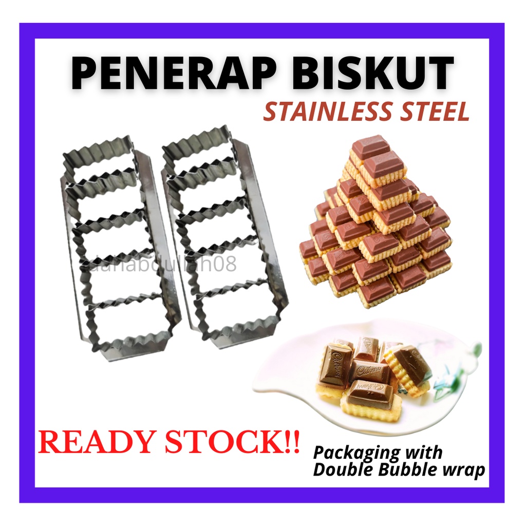 Penekap Biskut Petak Gerigi Penerap Stainless Steel Acuan Biskut Kembar ...