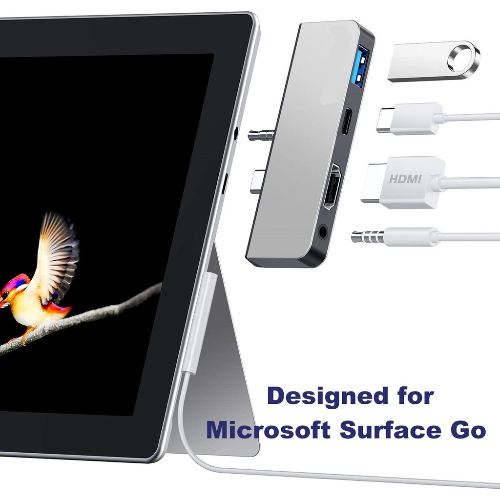 Surface Go Go 2 Go 3 Hub, 4-in-1 Dock 4K HDMI Adapter, PD Charging, type c USB 3.0, 3.5mm Audio ...