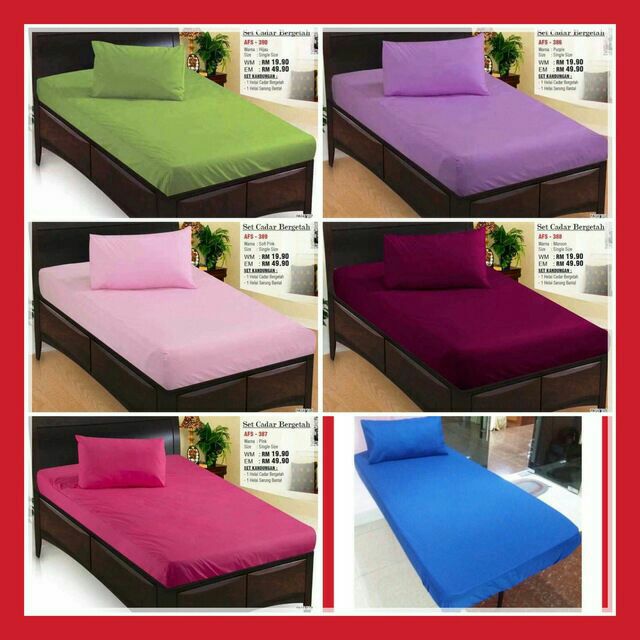 CADAR MURAH CADAR ASRAMA SINGLE BERGETAH/ SINGLE PLAIN BEDSHEET-ME ...