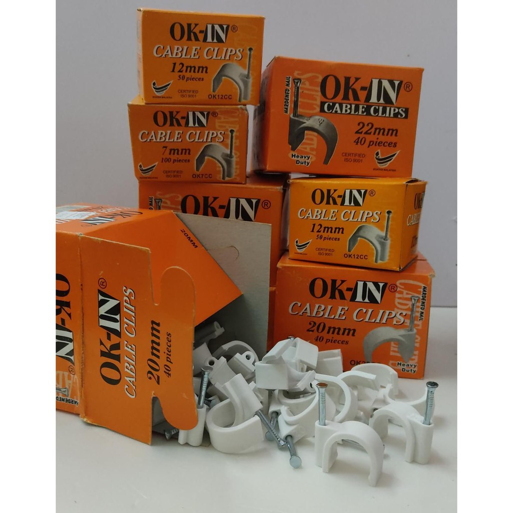OK-IN CABLE CLIPS WITH HARDWARE NAIL/7mm,12mm,20mm,25mm | Shopee Malaysia