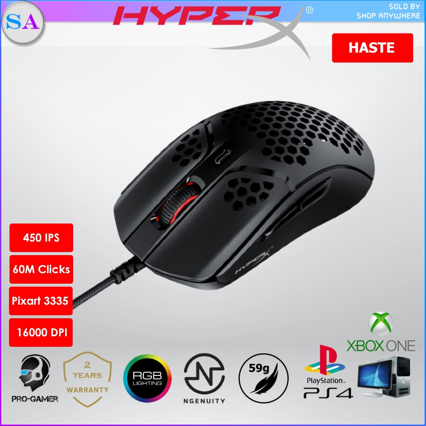 HYPERX PULSEFIRE HASTE LIGHTWEIGHT RGB WIRED GAMING MOUSE (4P5P9AA ...