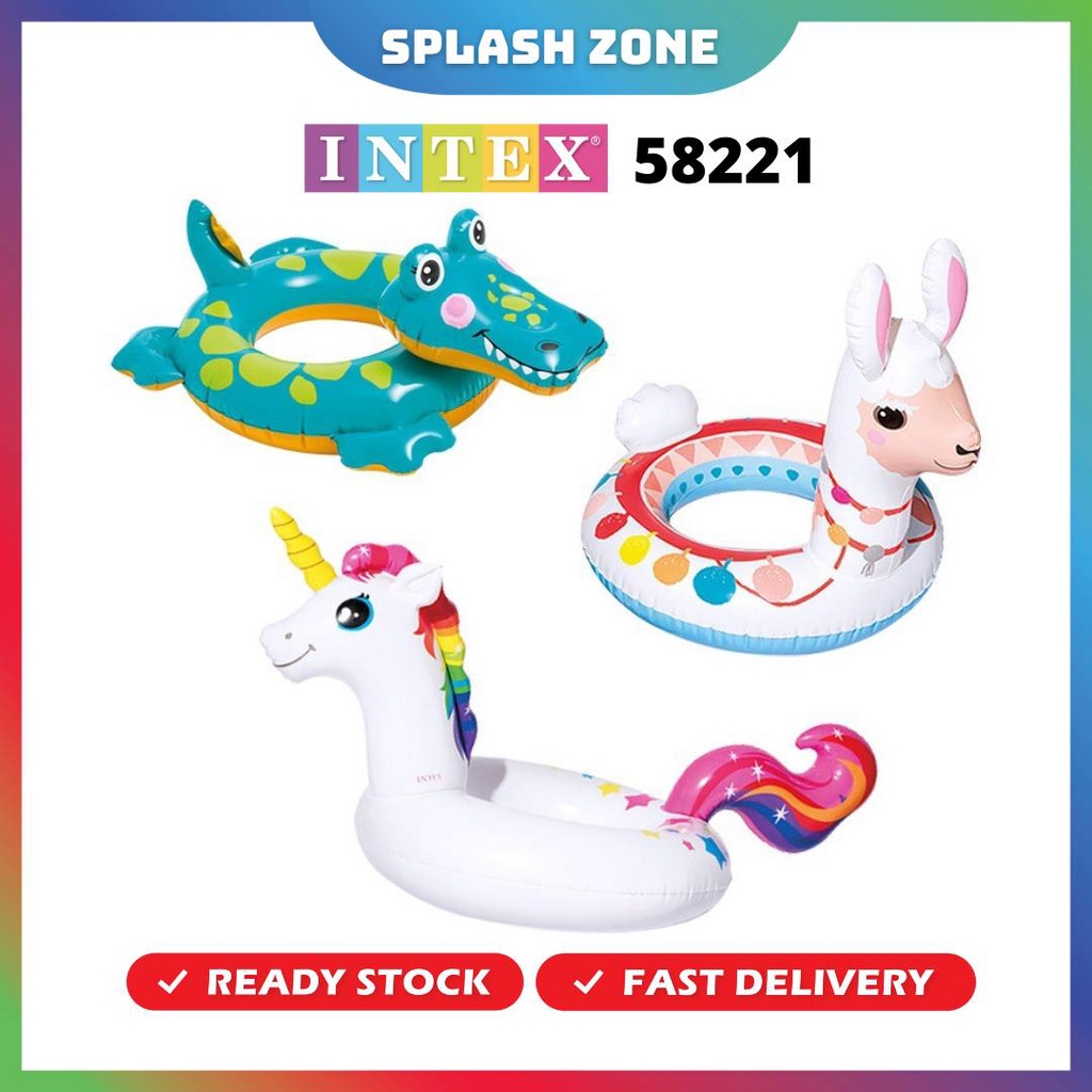 INTEX 58221 3 Animal Design Inflatable Swimming Ring Kids Baby Float ...