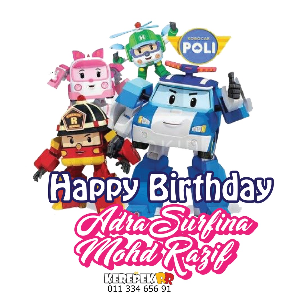 Sticker Birthday Cartoon - Robocar Poli | Shopee Malaysia