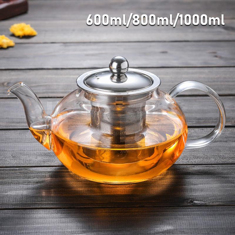 600-1000ML Glass Teapot Coffee Tea Pot With Stainless Steel Glass ...