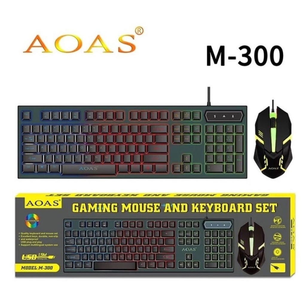 AOAS M-300 Illuminated RGB LED Keyboard & Mouse Gamer Kit | Shopee Malaysia