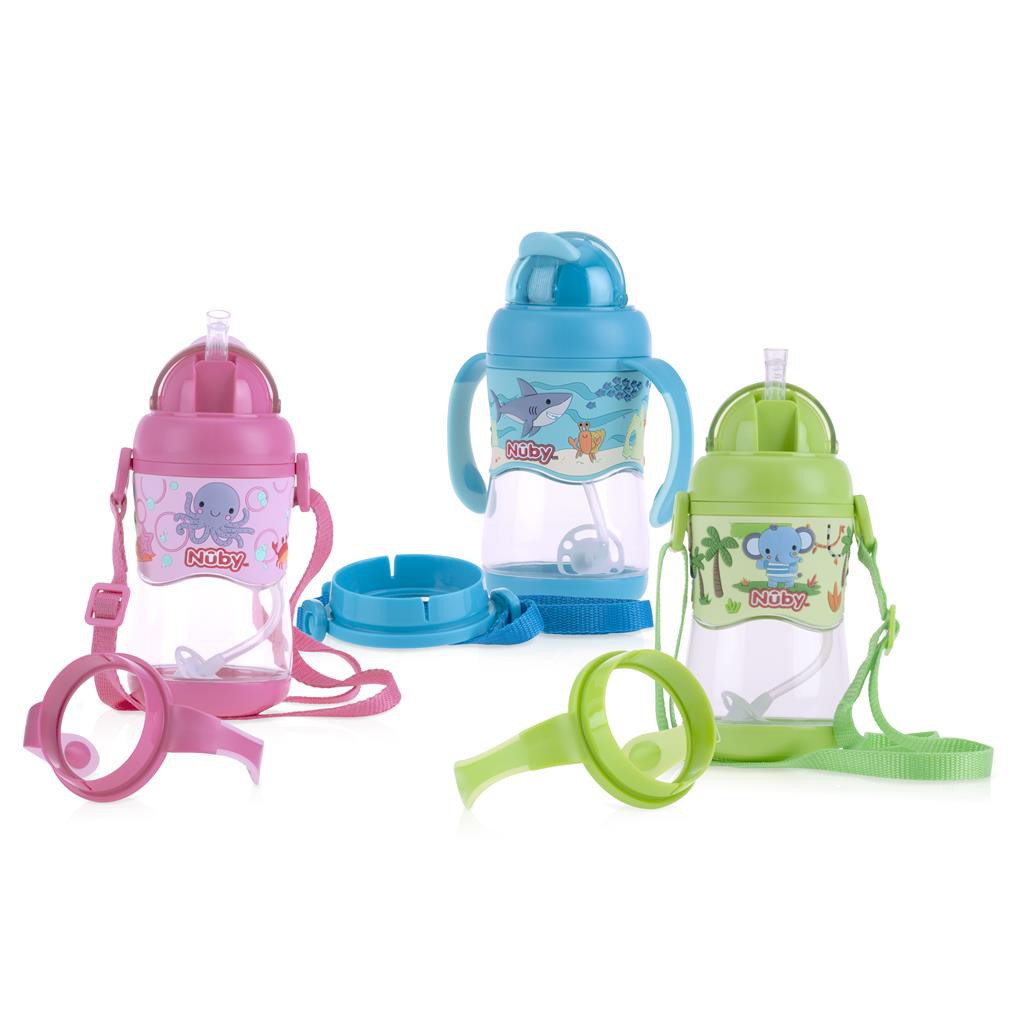 Nuby Tritan Flip-It with 3D Vinyl Wrap with Weighted Straw 12m+ 400ml Single Pack | Shopee Malaysia
