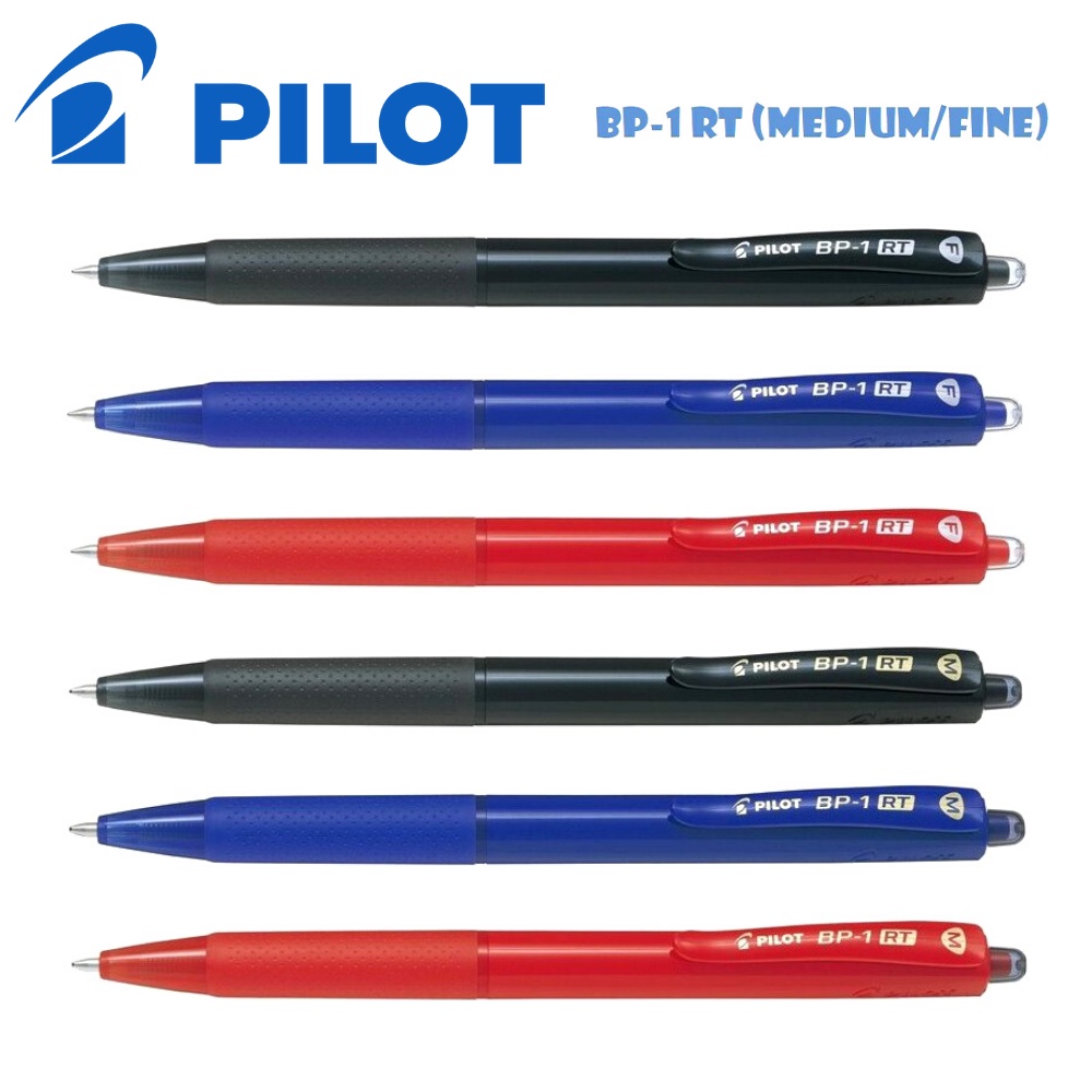 Pilot Ball Pen BP-1 RT Fine Medium 0.7mm/ 1.0mm (Black/Blue/Red ...