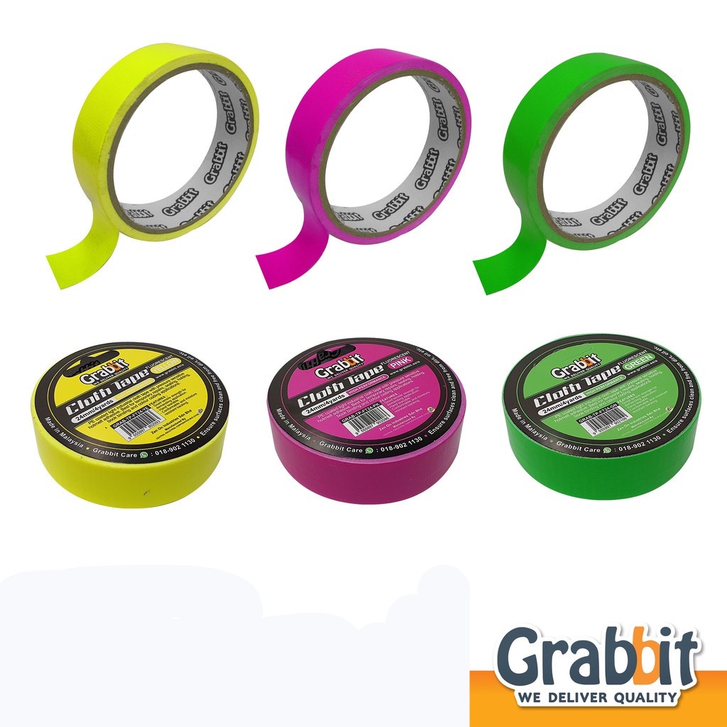 [Office Matters] Grabbit Fluorescent Cloth Tape 24mm/36mm/48mm | Shopee ...
