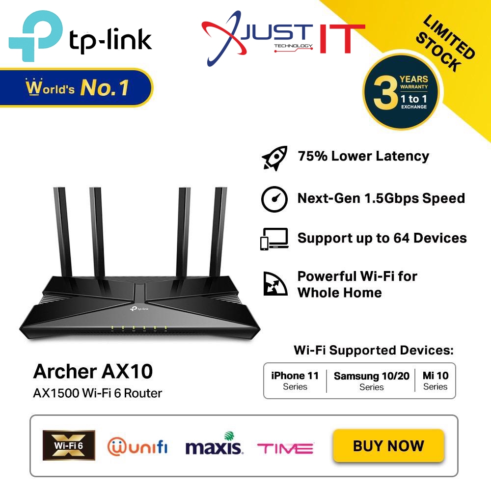 TP-LINK ARCHER AX10 AX1500 WI-FI 6 ROUTER | Shopee Malaysia