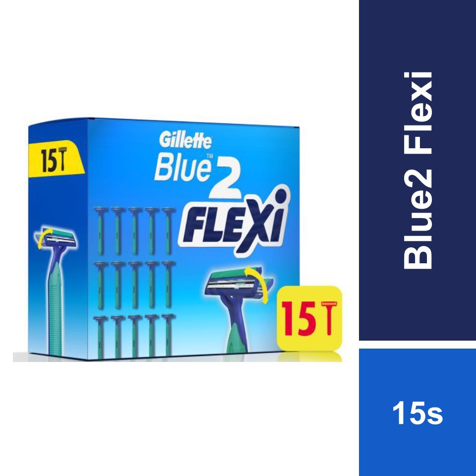 Gillette FLEXi Blue2 Disposable Razors (15 Count) | Shopee Malaysia