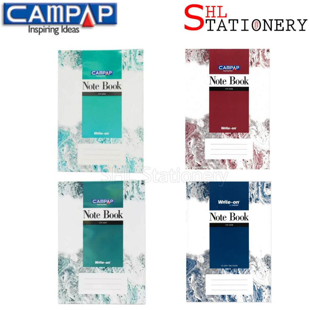 CAMPAP Write-On A4 PVC Cover Exercise Book 70gsm 160,200,240,280 Pages ...