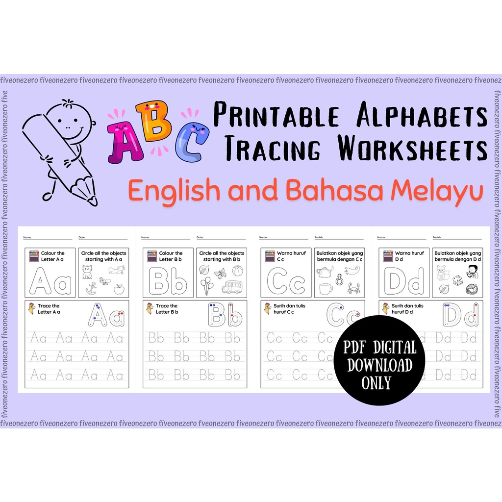 [PDF Softcopy] Lembaran Kerja Prasekolah Bahasa Melayu ABC; ABC letter ...