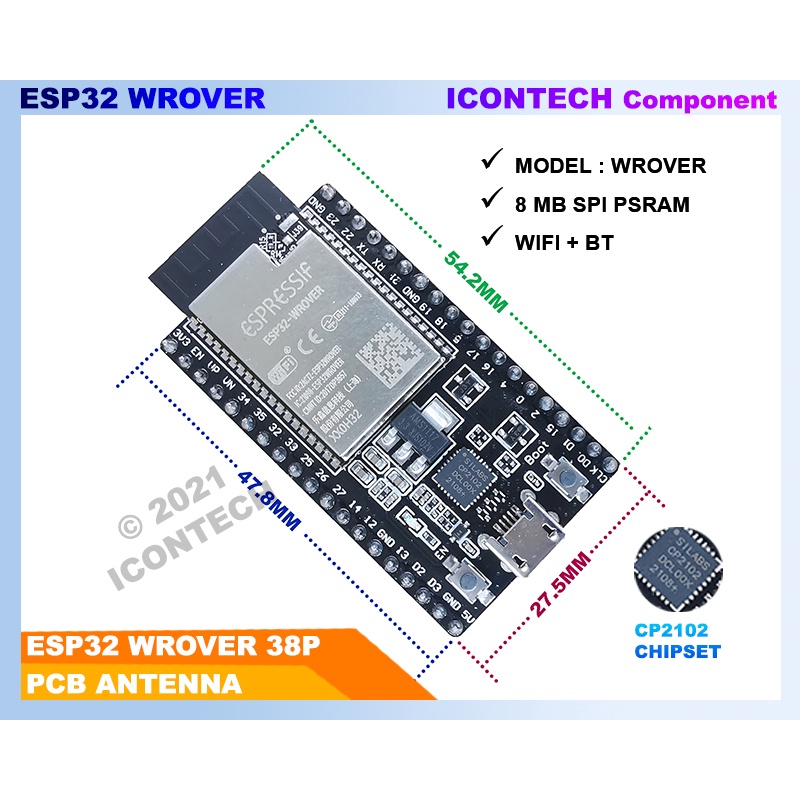 ESP32 WIFI Bluetooth Module 38 PIN ESP32 WROOM 32U ESP32 WROVER ESP32 Devkit C ESP32 WROOM 32D ...