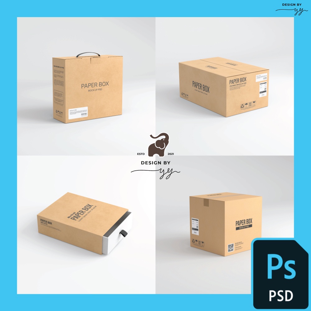 100 Photoshop Box Mockup PREMIUM [ .psd ] | Shopee Malaysia