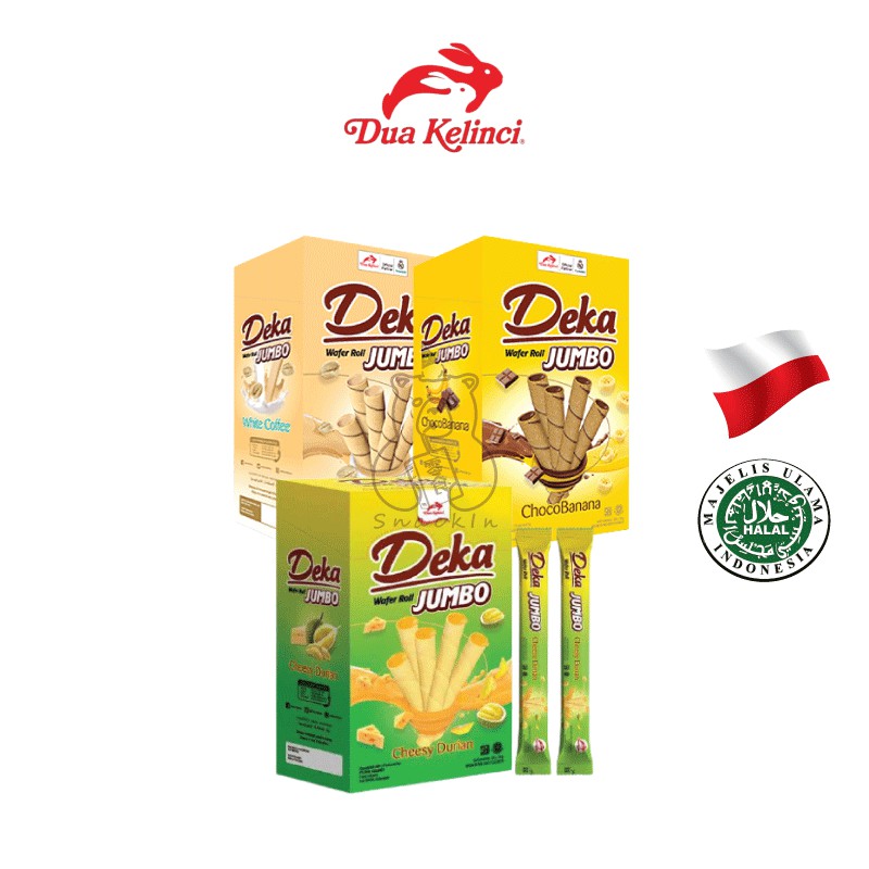 Deka Wafer Roll Jumbo White Coffee Durian Choco Banana 16g (3 Flav ...