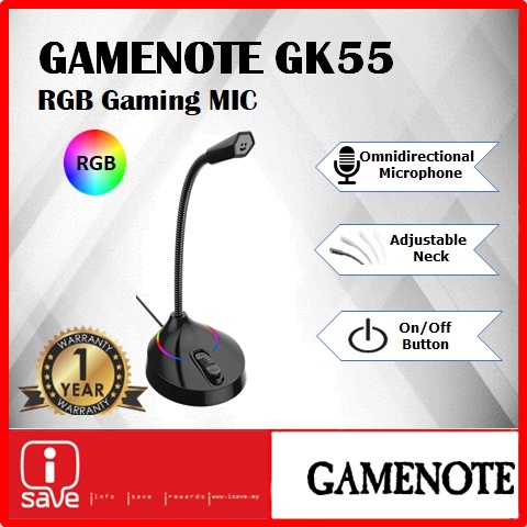 Gamenote GK55 RGB USB Computer Microphone, Omnidirectional, Adjustable ...