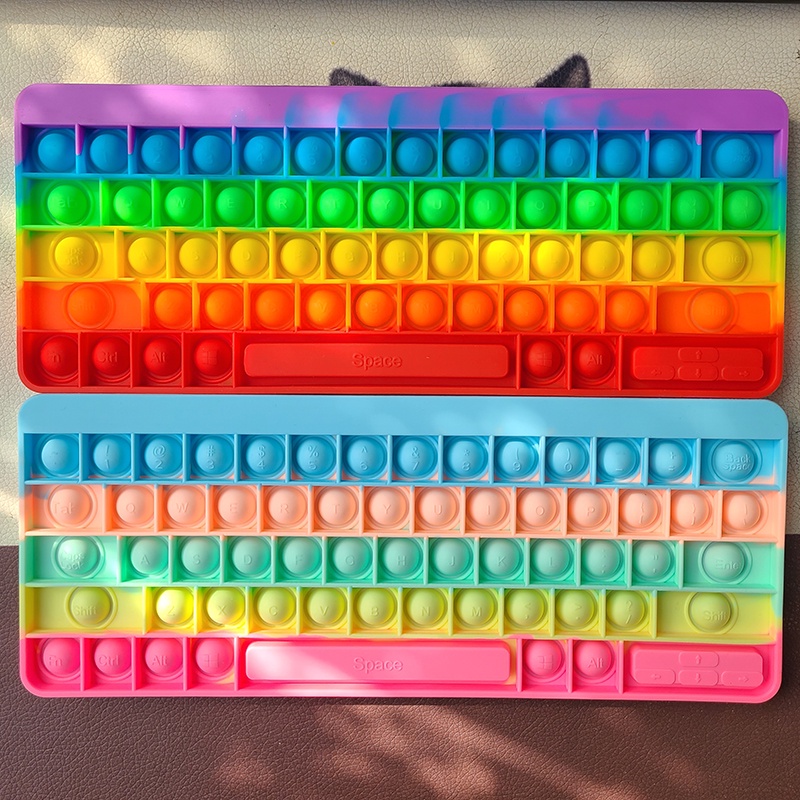 Pop It Fidget Keyboard Push Bubble Toy Autism Need Squishy Stress ...