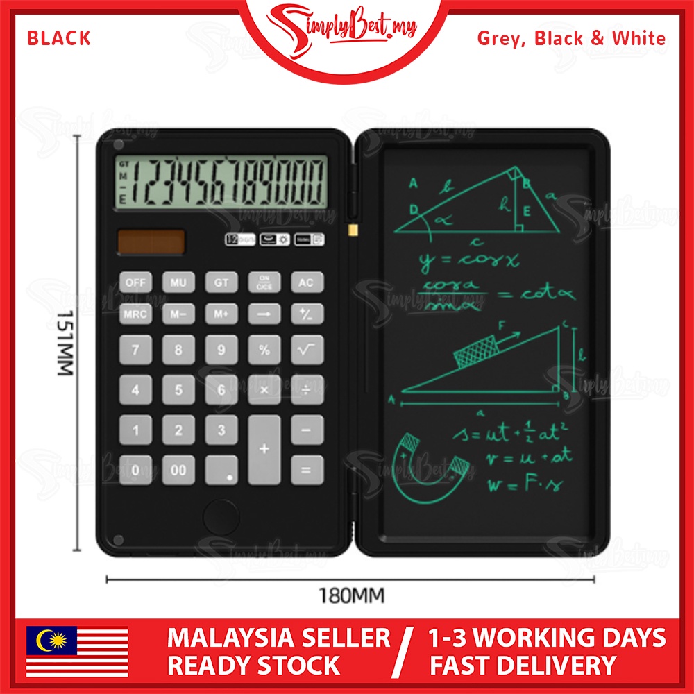 SIMPLYBEST Solar Battery Calculator with Electronic Writing Board E-Pen ...
