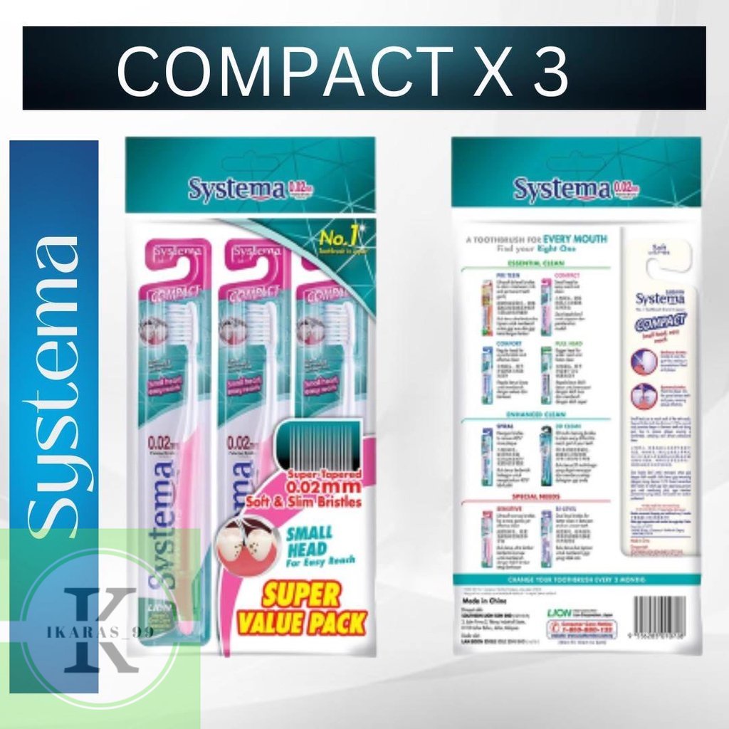 SYSTEMA Essential Clean Toothbrushes - Compact (3 Pcs) [Super Value ...