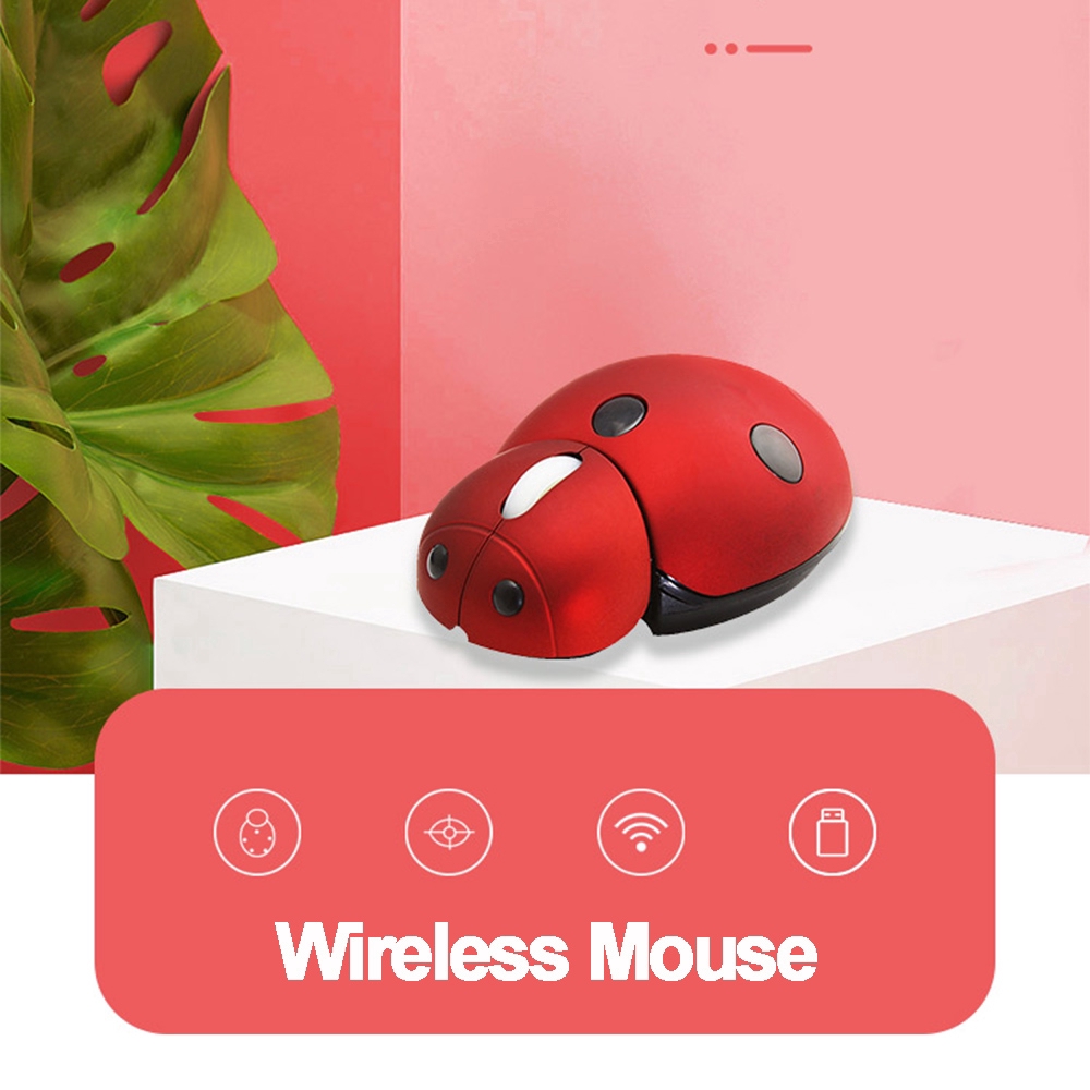 Cartoon Ladybug Wireless Mouse 2.4G Optical Mini Computer Wireless ...